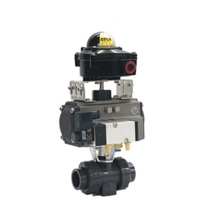China Failed Close UPVC On Off Pneumatic Ball Valve For Acid Alkali Corrosive Liquid for sale