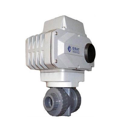 China Chemical Resistant UPVC Electric Ball Valve Thread Connection Straight Through Type for sale