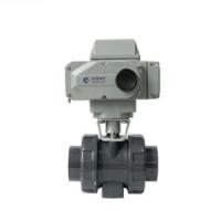 China DC24V DN100 Pn10 UPVC Electric Ball Valve With Power Off Automatic Close for sale