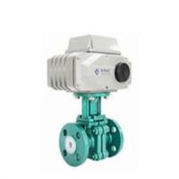 China Full Lined Ceramic Flanged Motorized Ball Valve For Acid Waste Water for sale