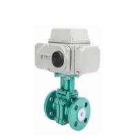 China Full Lined Ceramic Flanged Motorized Ball Valve For Acid Waste Water for sale