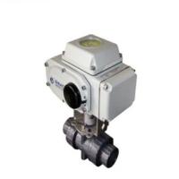 China Double Union Thread Connection Chemical Resistant PVC 2 Way Electric Ball Valve with Actuator for sale
