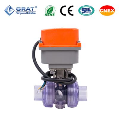 China IoT UPVC Electric Ball Valve with Smart Modbus 485 Communication for Remote Flow Control and Automated Water Treatment Systems for sale