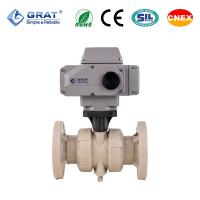China Plastic Flange Ball Valve UPVC CPVC PVC with IP67 Motorized Actuator 4-20mA 0-10V for corrosive chemical liquor and lightweight pipeline for sale