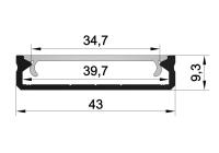 China 43X9mm Flat Shape LED Aluminum Profile Surface Mounted LED Profiles for sale