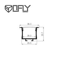 China 24mm Recessed Aluminium Extrusion For Led Strip U Shape With PC Cover for sale