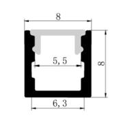China 8*8mm Square LED Profile LED Aluminum profile For Cabinet Lights for sale