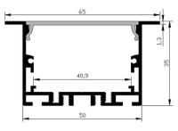 China 65*35mm Recessed LED Profile with 6063 T3-T8 Aluminium Alloy and Anodized Finish for LED Strip Lighting for sale