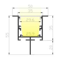 China 6063 T3-T8 Aluminum Alloy Recessed LED Profile with Anodized Surface and Customized Length for LED Strip Housing for sale