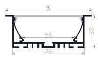 China Recessed LED Profile with 6063 T3-T8 Aluminum Alloy Anodized Surface and Customized Length for LED Strip Housing for sale