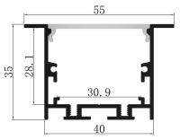 China 55*35mm LED Aluminum Profile with 6063 T3-T8 Alloy for Recessed Mounted LED Linear Light for sale