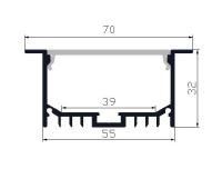 China 6063 T3-T8 Aluminum Alloy Recessed LED Profile 70*32mm for Ceiling Lighting with Recessed Mounted Installation for sale
