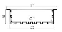 China Professional 6063 T3-T8 Aluminum Alloy Recessed LED Profile with 117mm*35mm Size and Anodized Surface for sale