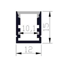 China 12mm W X15mm H Surface Mounted LED Aluminum Profile in 6063 T5 Aluminum Alloy with Customized Length Options for sale