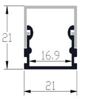 China 21mm*21mm Surface Mounted LED Aluminum Profile with 6063 T3-T8 Aluminium Alloy and Anodized Finish for sale
