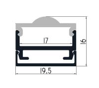 China Surface Mounted LED Profile 6063 T5 Aluminum Alloy with Anodized Surface Treatment for 19.5*16mm LED Strip Channel for sale