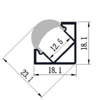 China Surface Mounted LED Aluminum Profile 6063 T5 Aluminum Alloy for Corner Lighting 18.1mm x 18.1mm for sale