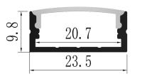China 6063 T3-T8 Aluminum Alloy Surface Mounted LED Profile with Anodized Finish and Customized Length for Shopwindow & Cabinet for sale