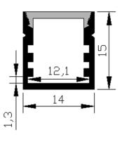 China 6063 T3-T8 Aluminium Alloy Surface Mounted LED Profile 14*15mm with Anodized Finish for sale