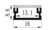 China 6063 T3-T8 Aluminum Alloy Surface Mounted LED Profile 16*9mm Small Size with Anodized Finish for Cabinet Lighting for sale