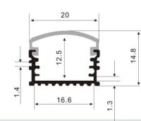 China 6063 T3-T8 Aluminum Alloy Surface Mounted LED Profile 20*14.8mm with Anodized Finish for sale