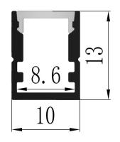 China 10*13mm 6063 T3-T8 Aluminum Alloy Surface Mounted LED Profile with Anodized Finish and Customized Length for sale