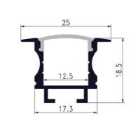 China 25*19mm LED Strip Recessed Channel Anodized Profile Aluminium Alloy for sale