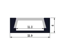 China Surface Mounted Casing Aluminium LED Strip Channel Track 16*6mm Anodized for sale