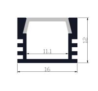 China Surface Mounting LED Tape Light Channel Extrusion Aluminum 16*12mm for sale