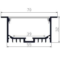 China Big 70*32mm Oblong Recessed LED Strip Channel Diffuser Anodized for sale