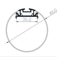 China Suspended Aluminum LED Strip Extrusions Anodized 60mm Round 180 Degree for sale