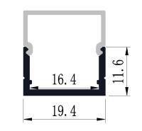 China Wall Decoration LED Strip Aluminium Extrusion Profile 2m Surface Mounted 19*20mm for sale