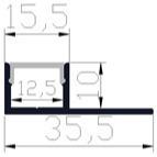 China Square Plaster LED Profile PC Cover Strip Channel Drywall Gypsum Anodized 35*11mm for sale