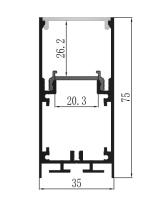 China Office Room Suspended LED Profile 35*75mm Aluminium Profile Strip Light 1m 4m for sale