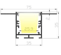 China 75*35mm Square LED Plaster Profile Anodized Aluminum Alloy Drywall LED Channel for sale