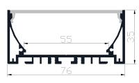 China Suspended Wide LED Profile Aluminum 76*35mm Waterproof Strip Light Channel for sale