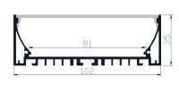 China Large Strip Light Suspended LED Profile 102*35mm Waterproof Surface Mounted for sale