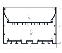 China Lobby Suspended LED Profile 102*70mm Aluminium Profiles For LED Tape for sale