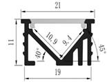 China Aluminum 6063 Recessed LED Profile 21*11mm Cabinet Strip Light Channel for sale