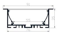 China Lamp Light Aluminium Recessed LED Profile Big Embedded 2m 4m Length for sale