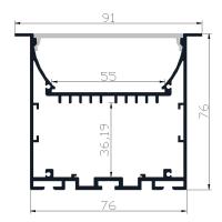 China 91*76mm Recessed LED Profile Embedded LED Strip Aluminium Casing 6063 T5 for sale