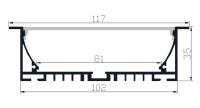 China Heat Dissipation Recessed LED Profile Oblong Aluminum Channel 117*35mm Anodized for sale