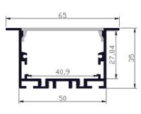 China Silver Aluminum Recessed Linear Profile Light Strips Channel U Shape 65*35mm for sale