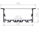 China Embedded LED Recessed Profile Oblong Shape 95*35mm Aluminum LED Tape Channel for sale