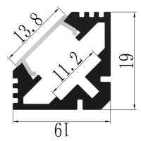 China Coating Corner LED Strip Profile 19mm*19mm 6063 Aluminum Extrusion for sale