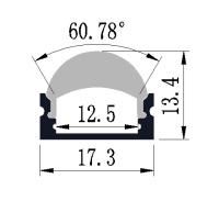 China 60 Degrees LED Strip Light Mounting Channel Surface Mounted Profile 17.3*13.4mm for sale
