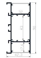 China Display Hall Light Aluminium LED Mounting Profile Recessed 42*90mm for sale
