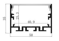 China 6063 T5 Suspended LED Profile 50*35mm Kitchen Aluminium LED Strip Housing for sale