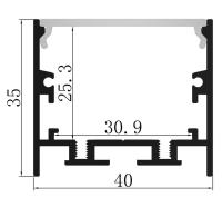 China Kitchen 40*35mm Suspended LED Profile Aluminum LED Tape Light Profiles for sale
