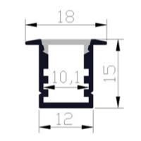 China Flame Retardant Wall Recessed LED Profile Aluminum 18*15mm Customized Length for sale